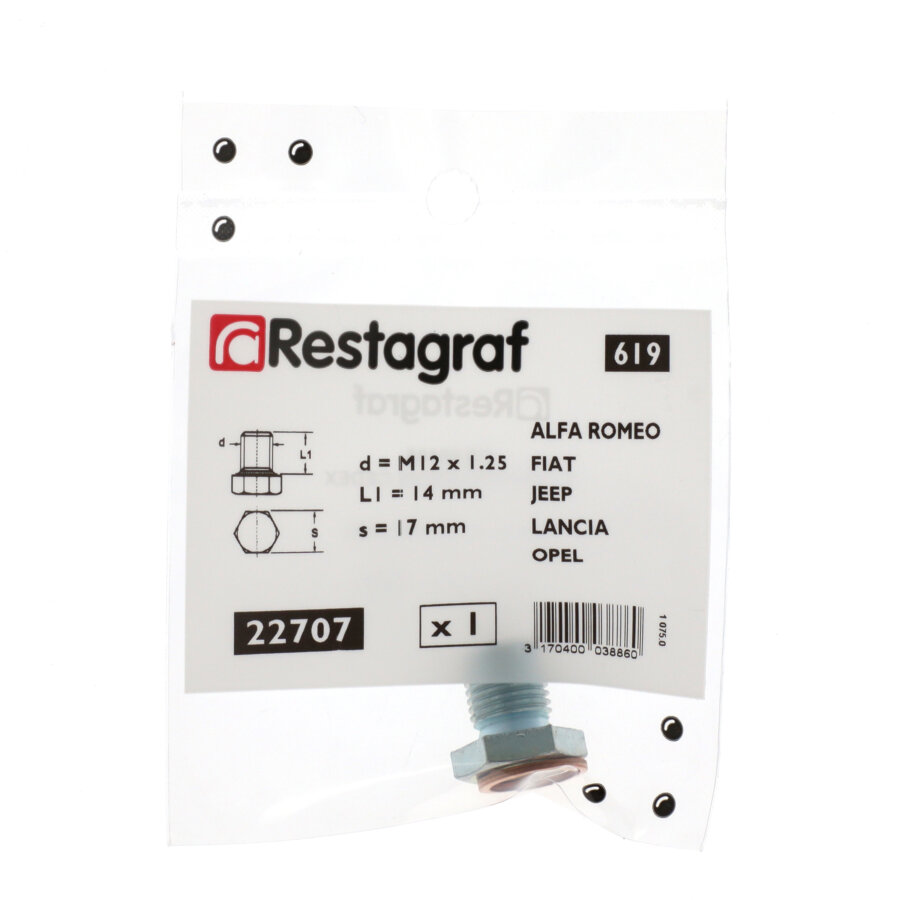 Bouchon de vidange RESTAGRAF n°619 en acier filetage M12 - 1,25 X 14 mm ...