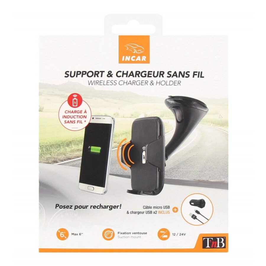 Chargeur induction + chargeur allume-cigare + câble micro USB intégré ...