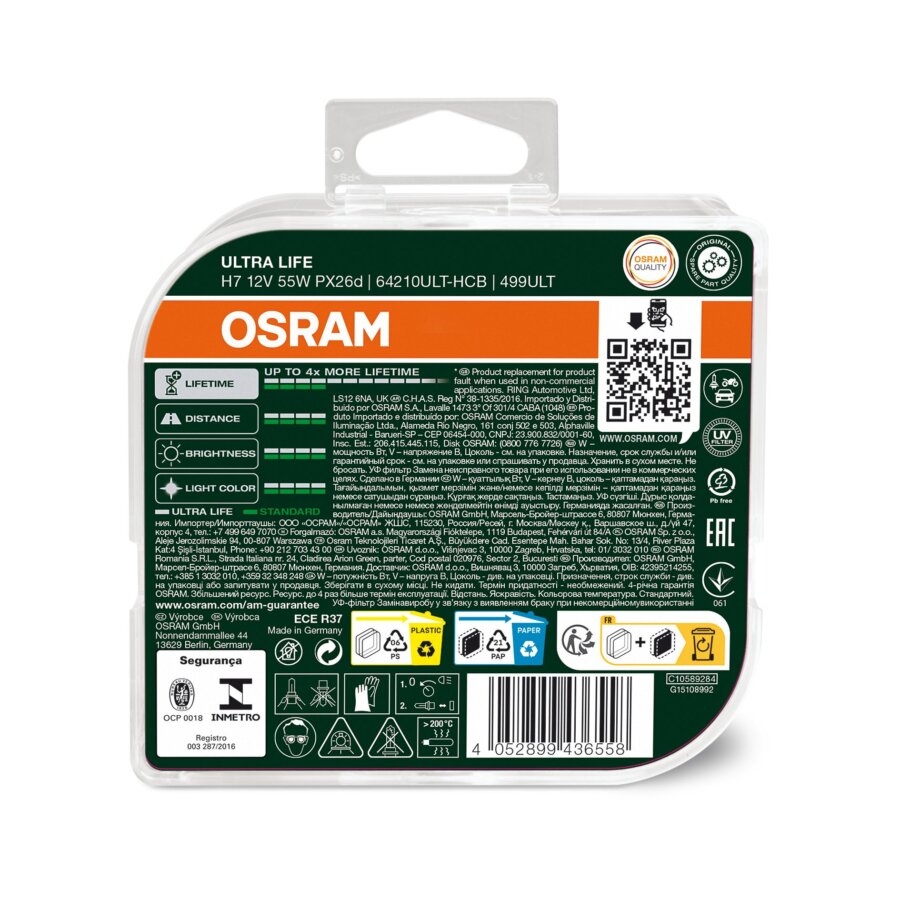 2 Ampoules OSRAM H7 Ultralife 12V : Norauto.fr
