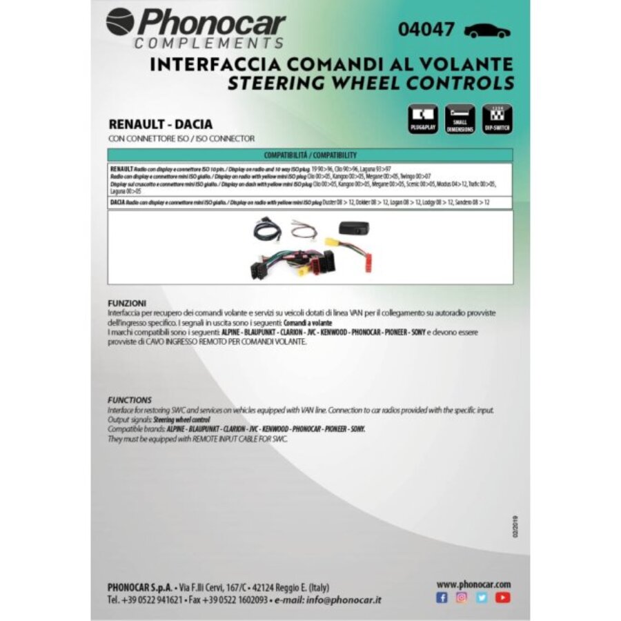 Interface commandes au volant RENAULT CAN 04047 : Norauto.fr