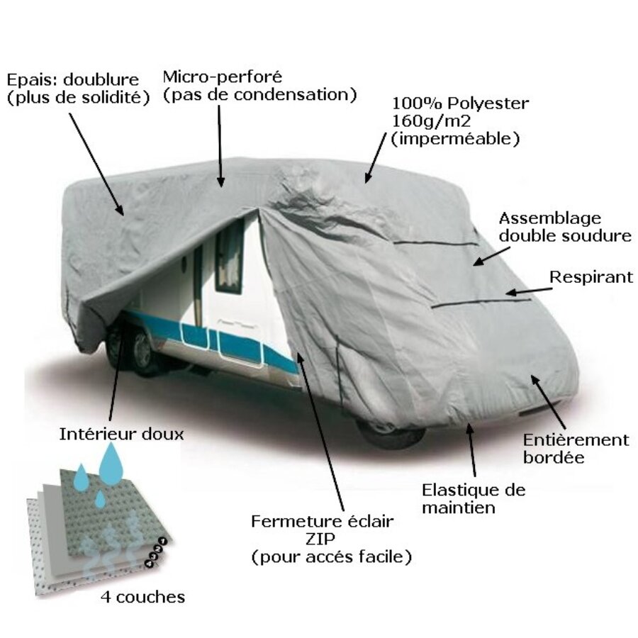 Housse de protection pour camping-car en PVC SUMEX 620 x 235 x 270 cm : Norauto.fr